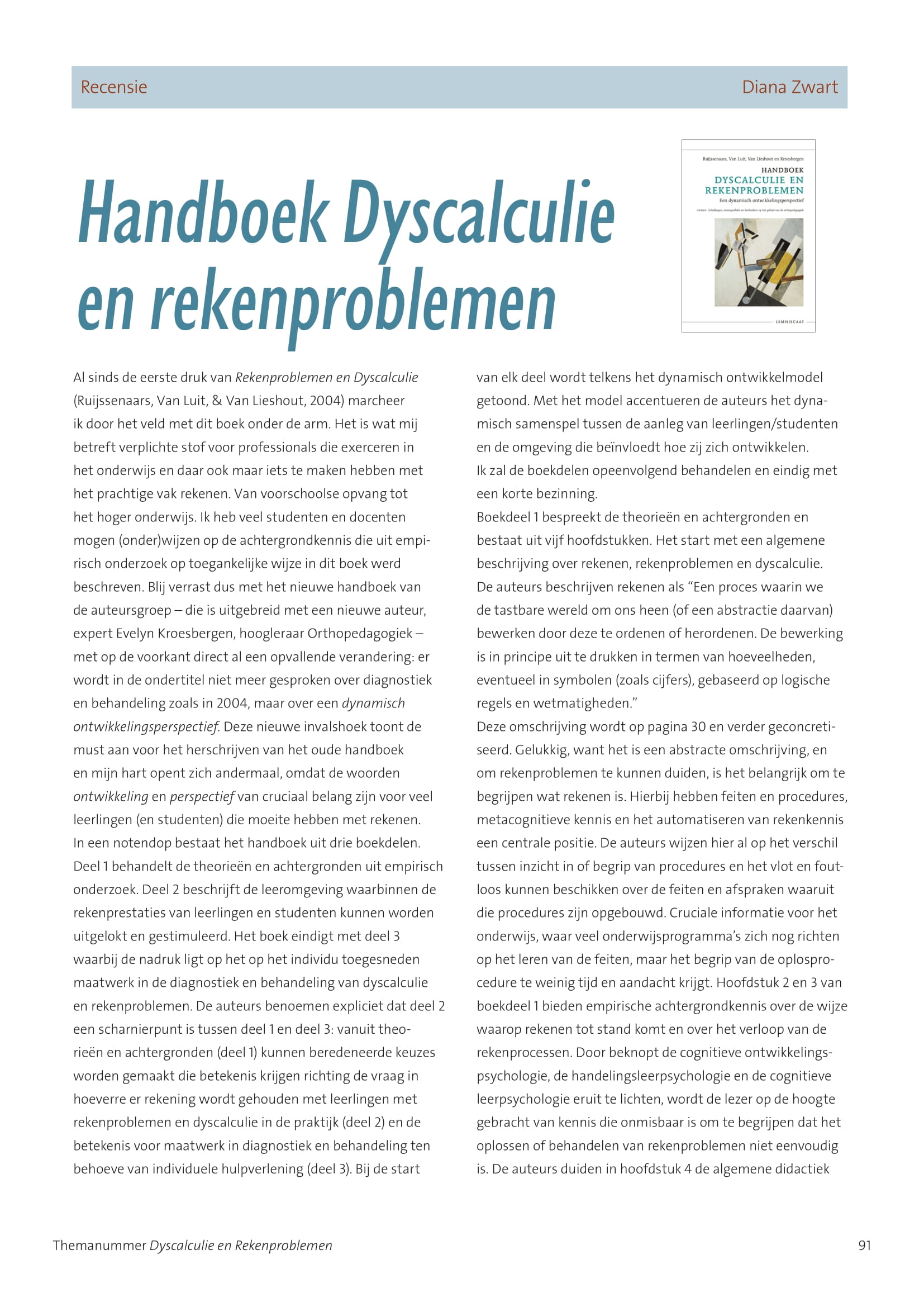 Recensie: Handboek Dyscalculie en rekenproblemen - Remediaal Digitaal